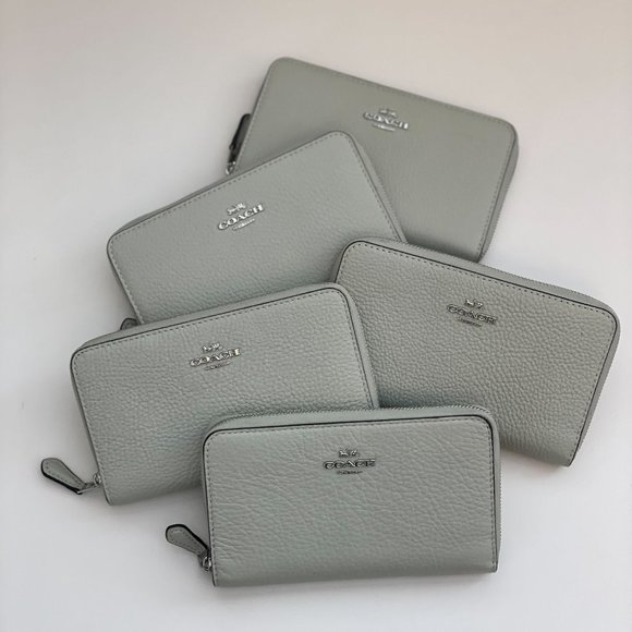 Coach | Bags | Coach Medium Id Zip Wallet Svlight Sage New | Poshmark